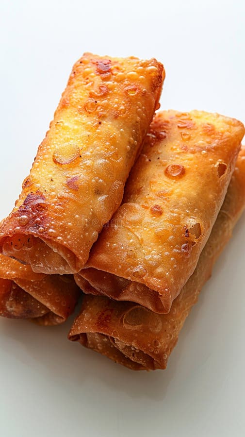 Crispy Deep Fried Spring Roll on White Background, Perfect Appetizer ...