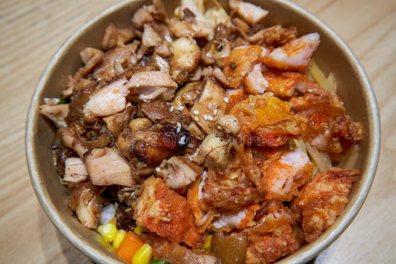 A Crispy and Delicious BBQ Chicken Chop Double Rice Stock Image - Image ...