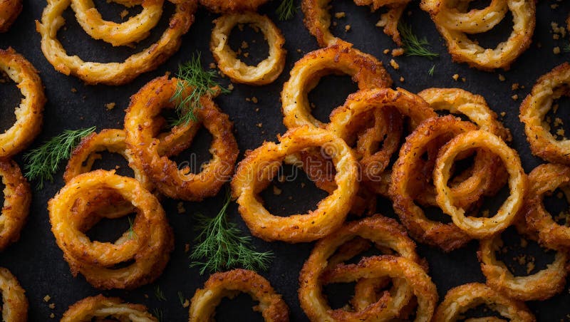 Crispy Delicious Onion Rings Fried Stock Illustration - Illustration of ...