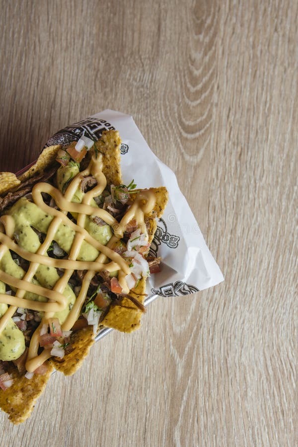 Crispy and Delicious Plate of Nachos with Sauce Stock Photo - Image of ...