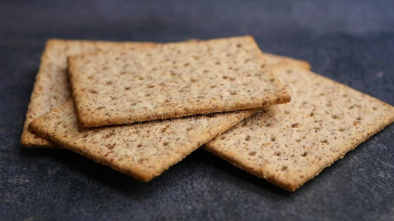 Crispy and Delicious Whole Grain Crackers Served on a Dark Background ...
