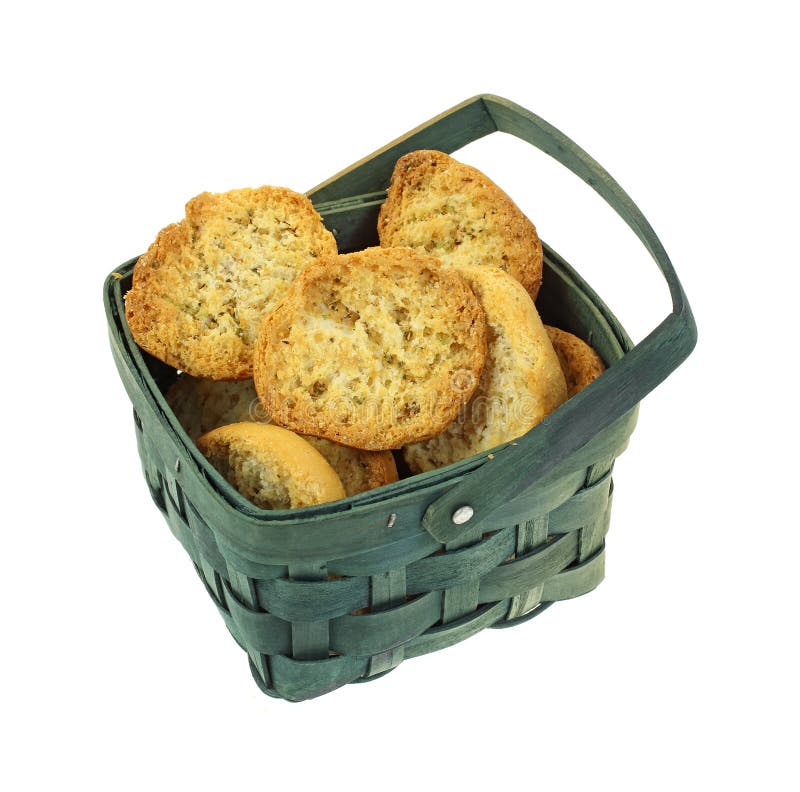 Crispy Dried Bread Slices in Basket Stock Photo - Image of slices ...