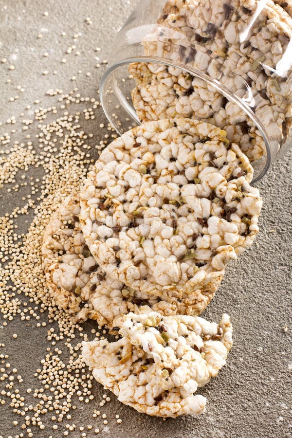 Crispy Ecological Rice Cakes on Rustic Background. Low Fat Concept ...