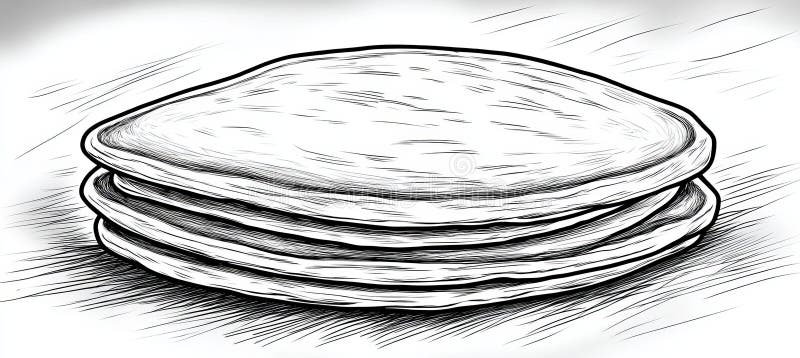 Crispy Edge, Fluffy Stack a Detailed Drawing of Three Buttermilk ...