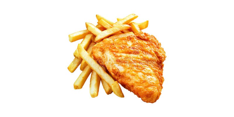 Crispy Fish and Chips. Classic British Fast Food Dish Isolated on ...