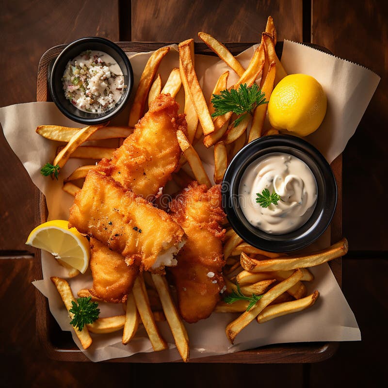 Crispy Fish and French Fries Stock Illustration - Illustration of ...