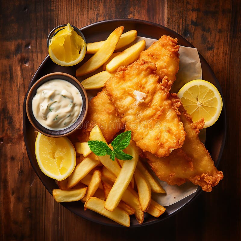 Crispy Fish and French Fries Stock Illustration - Illustration of ...