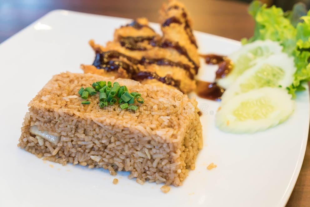Crispy Fish with Katsu Fried Rice Stock Photo - Image of nutrition ...