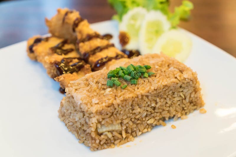 Crispy Fish with Katsu Fried Rice Stock Photo - Image of vegetable ...