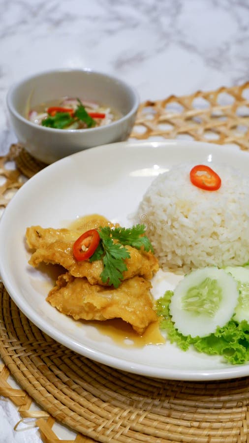 Crispy Fish Rice with Sweet and Sour Sauce Stock Photo - Image of fish ...