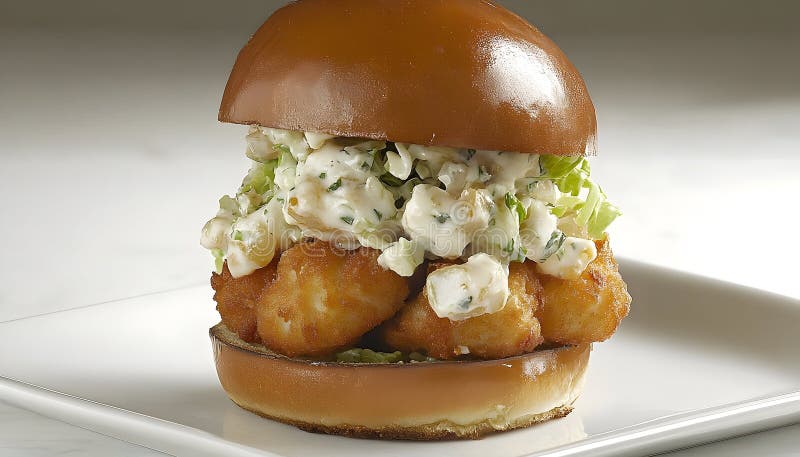 Delicious Fried Fish Slider Stock Illustration - Illustration of white ...