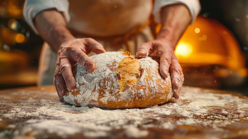 Crispy fresh bread stock photo. Image of dough, hand - 352920228