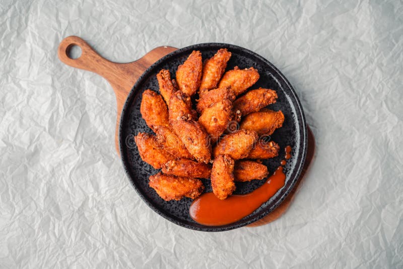 Crispy Fried Chicken on a Black Plate Stock Image - Image of tasty ...