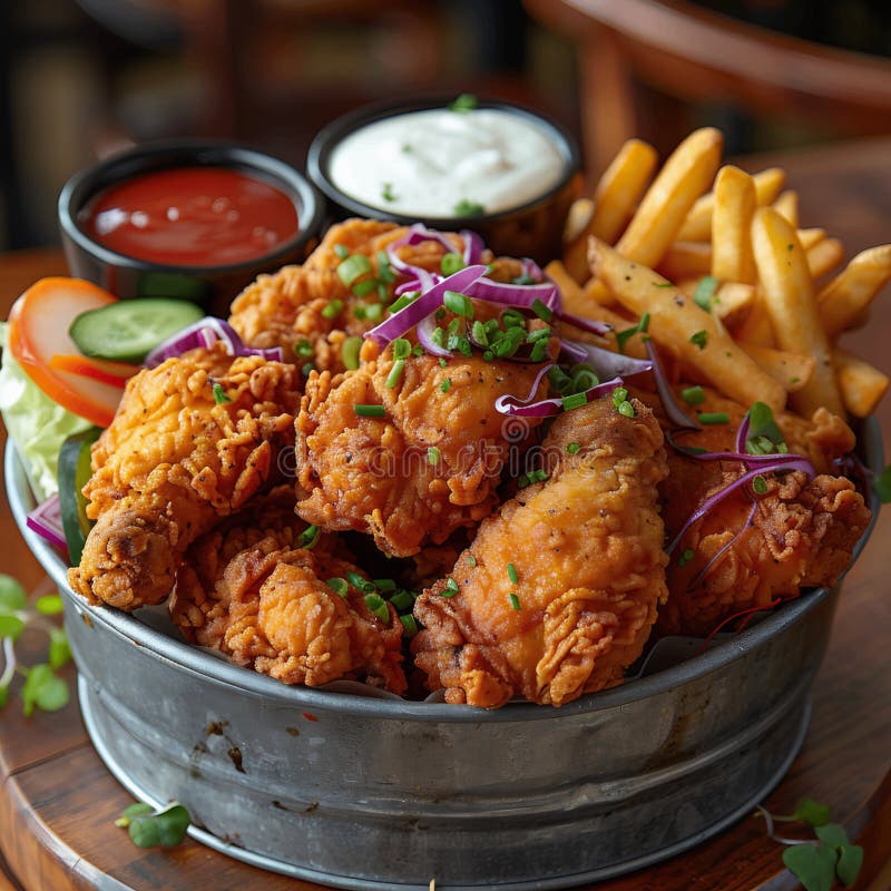 Crispy Fried Chicken in the Bucket. Chicken Bucket Stock Photo - Image ...