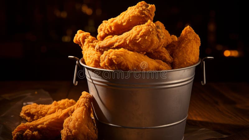 Crispy Fried Chicken in the Bucket. Chicken Bucket Stock Image - Image ...