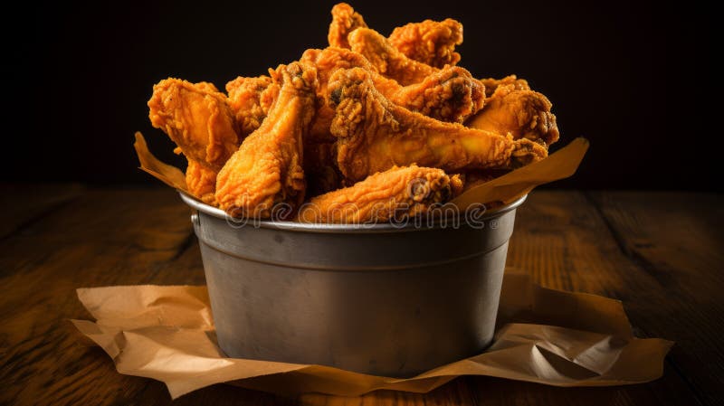 Crispy Fried Chicken in the Bucket. Chicken Bucket Stock Photo - Image ...