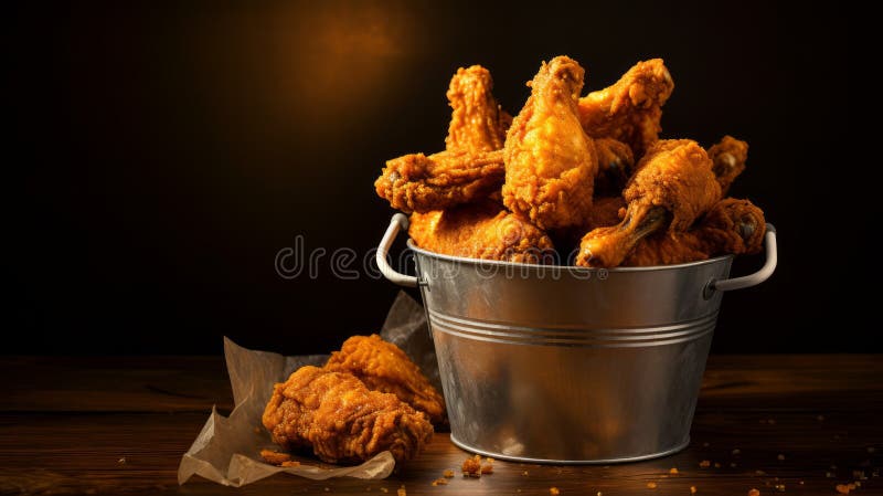Crispy Fried Chicken in the Bucket. Chicken Bucket Stock Image - Image ...