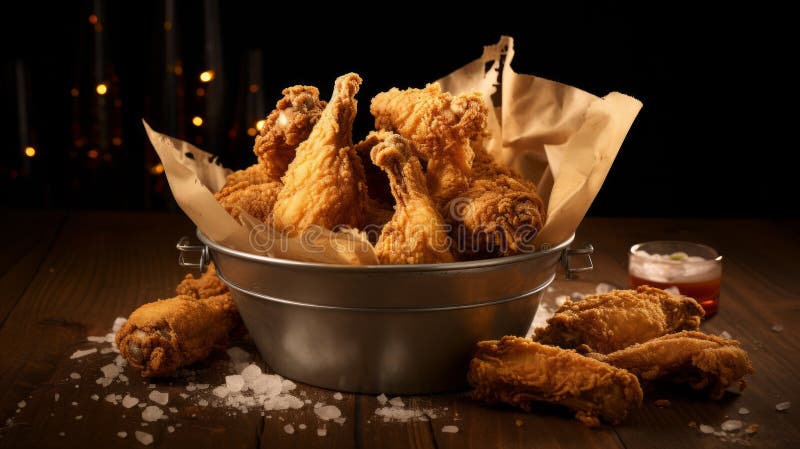Crispy Fried Chicken in the Bucket. Chicken Bucket Stock Photo - Image ...