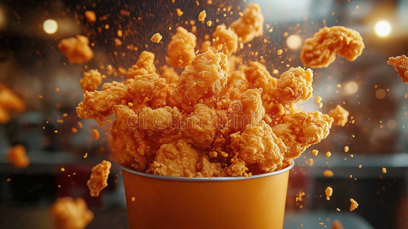 Crispy Fried Chicken Explosion with Vibrant Golden Hues and Dynamic ...