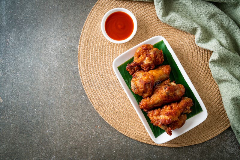 Crispy Fried Chicken with Fish Sauce Stock Photo - Image of snacks ...