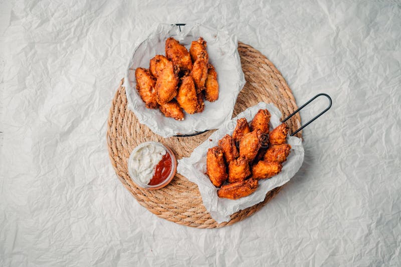 Crispy Fried Chicken and Ketchup Mayo Stock Image - Image of brown ...