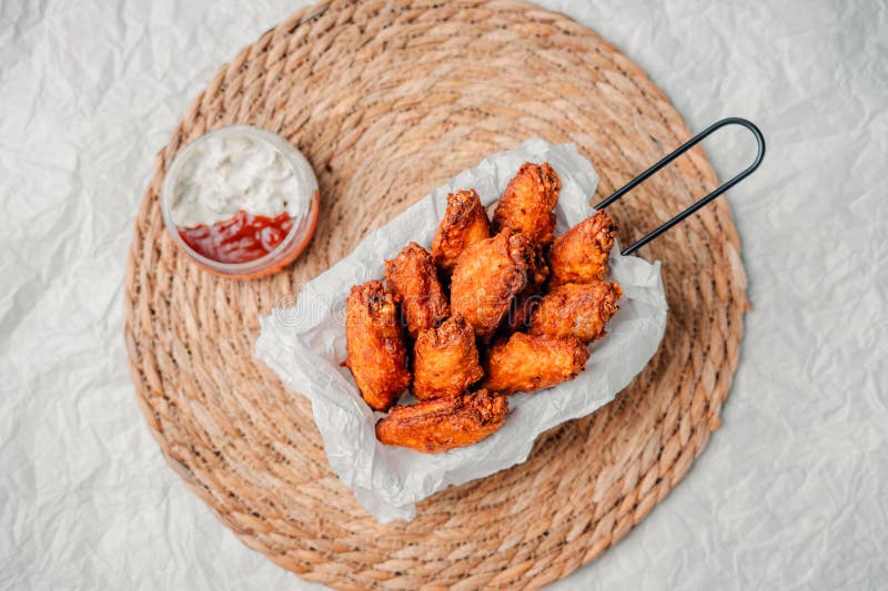 Crispy Fried Chicken and Ketchup Mayo Stock Photo - Image of roasted ...