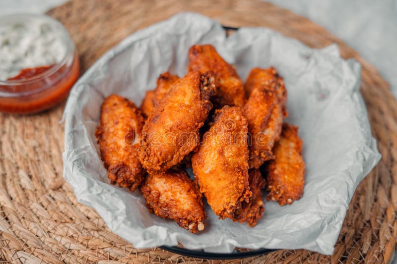 Crispy Fried Chicken and Ketchup Mayo Stock Photo - Image of american ...