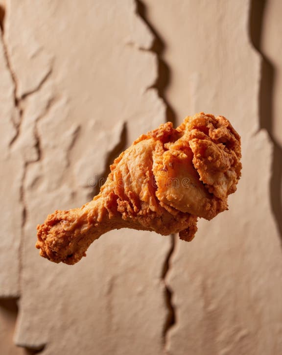 Crispy Fried Chicken in Motion with Textured Background Stock Image ...