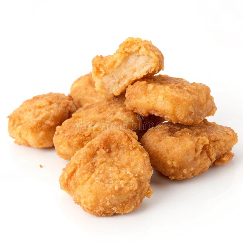 Crispy Fried Chicken Nuggets Isolated on White Background Stock ...