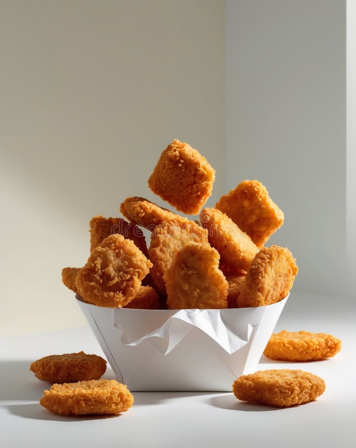 Crispy Fried Chicken Nuggets in a Paper Bowl Stock Image - Image of ...