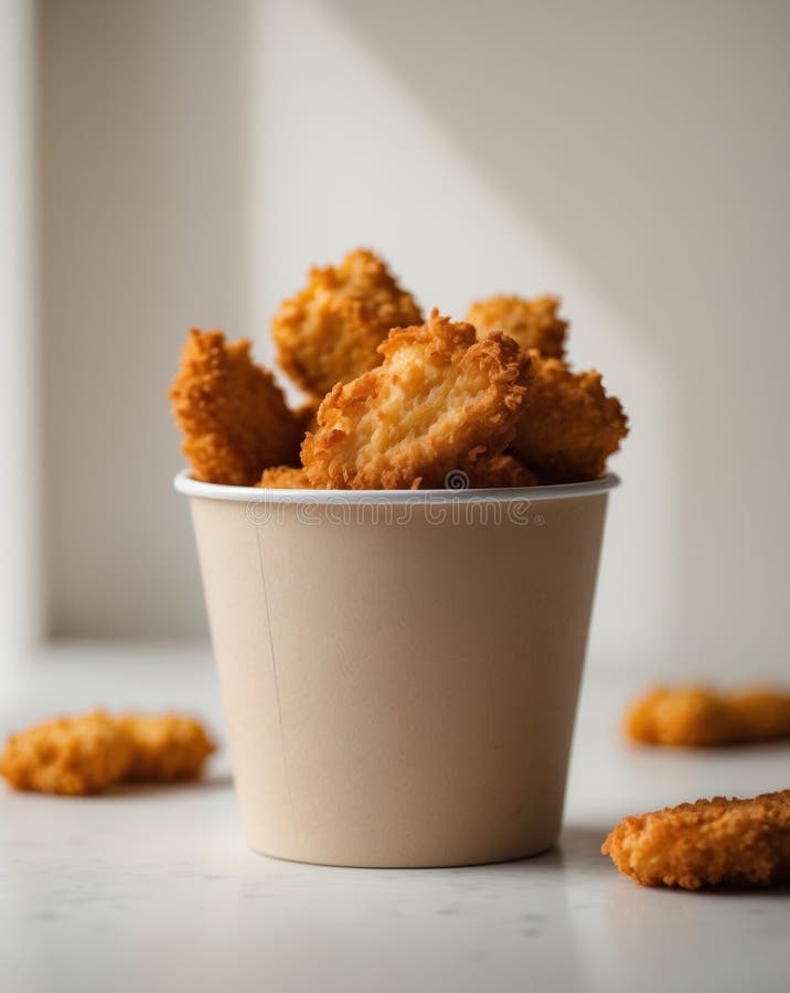 Crispy Fried Chicken Nuggets in a Paper Bucket Stock Photo - Image of ...