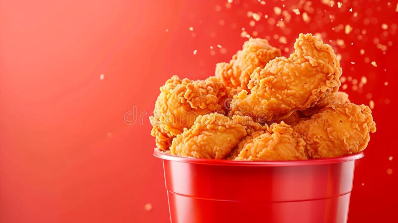 Crispy Fried Chicken in a Red Bucket. Generative Ai Stock Illustration ...