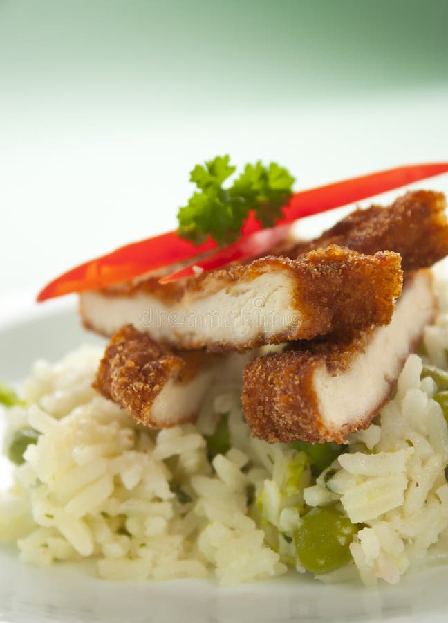 Crispy Fried Chicken with Rice Stock Image - Image of brown, meal: 17780837