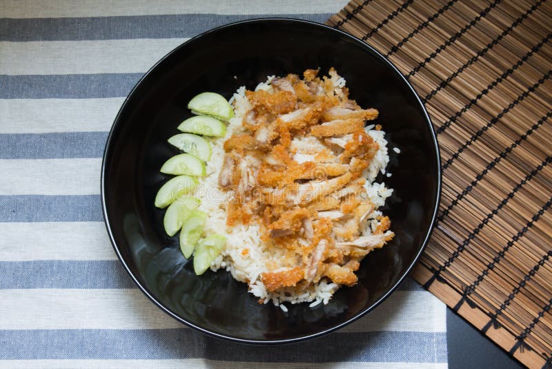 Crispy Chicken Skin With Sticky Rice Stock Photo - Image of fresh ...