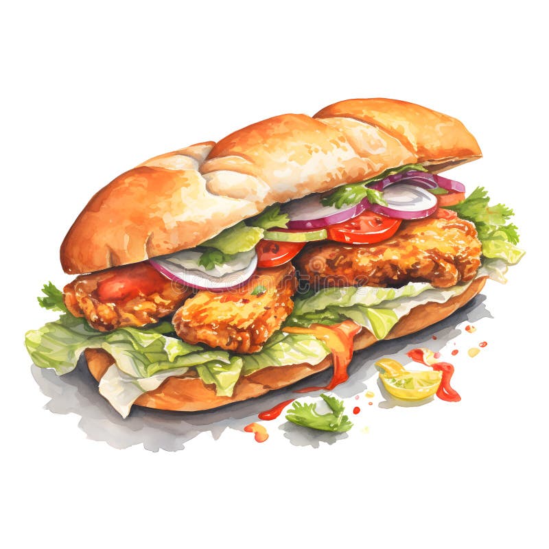 Crispy Fried Chicken Sandwich Stock Illustrations – 609 Crispy Fried ...