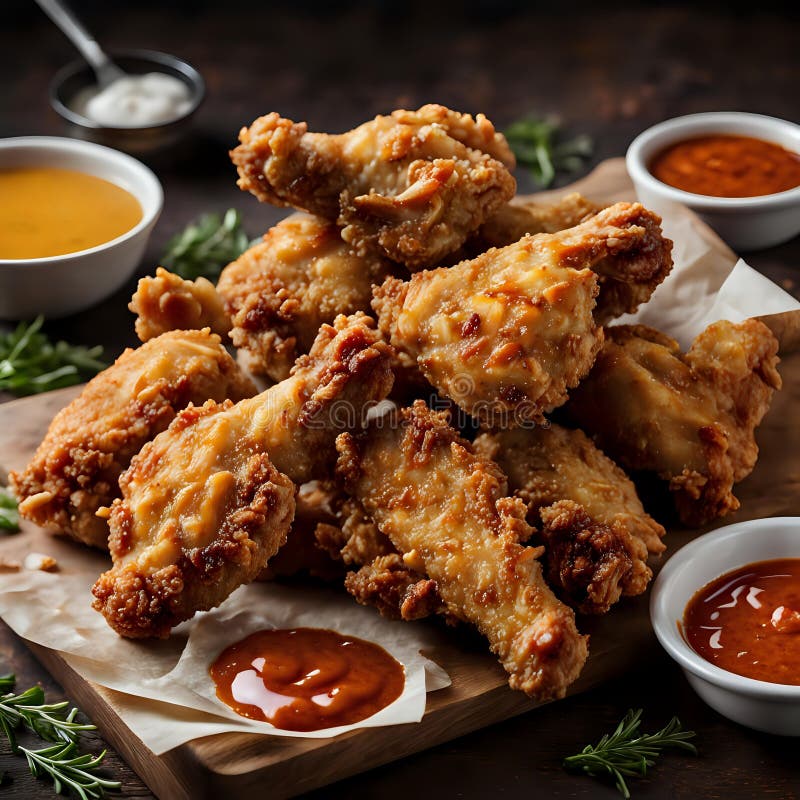 Crispy Fried Chicken Set on a Table Ready To Be Served with Sides Stock ...
