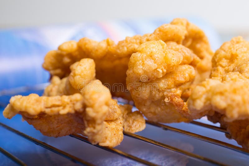 Crispy Fried Chicken Skin Pop Stock Image - Image of culture, appetizer ...