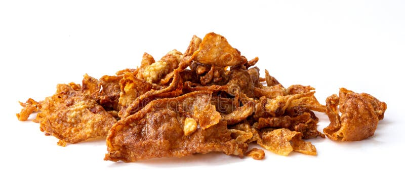Crispy Fried Chicken Skin on White Background Stock Image - Image of ...