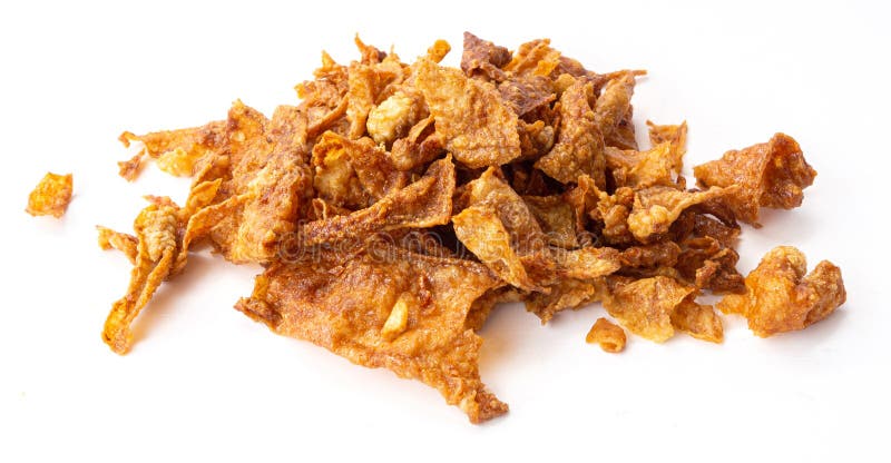 Crispy Fried Chicken Skin on White Background Stock Image - Image of ...