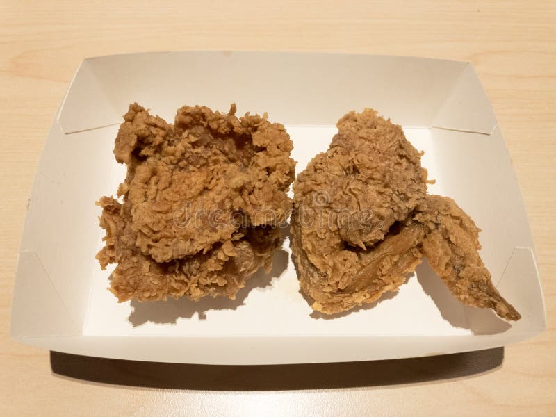 Crispy Fried Chicken in a White Paper Box Stock Image - Image of ...