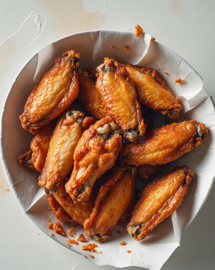 Crispy Fried Chicken Wings in a Paper Bowl Stock Photo - Image of wimp ...
