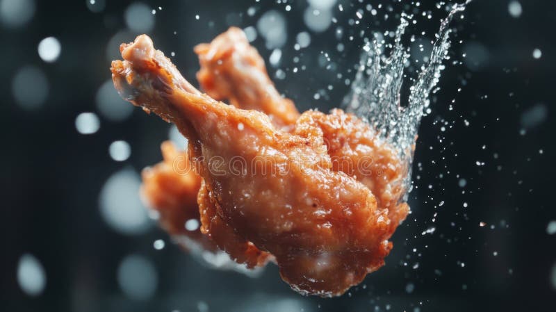 Crispy Fried Chicken Wings with Water Splash Stock Illustration ...