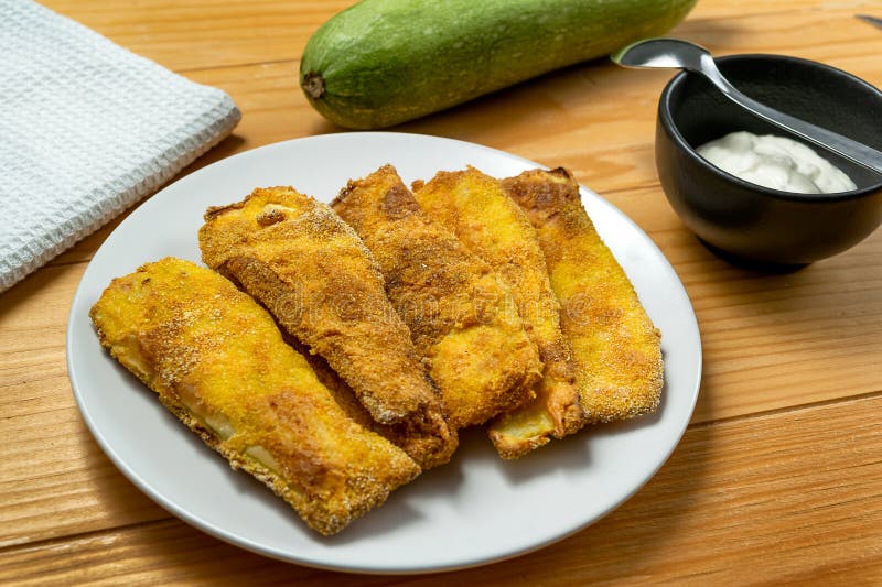 Crispy Fried Courgette (Fried Zucchini) Stock Image - Image of crispy ...
