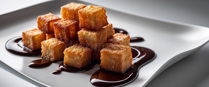 Fried Cubes of Bread Flavored with Bacon Stock Image - Image of baked ...