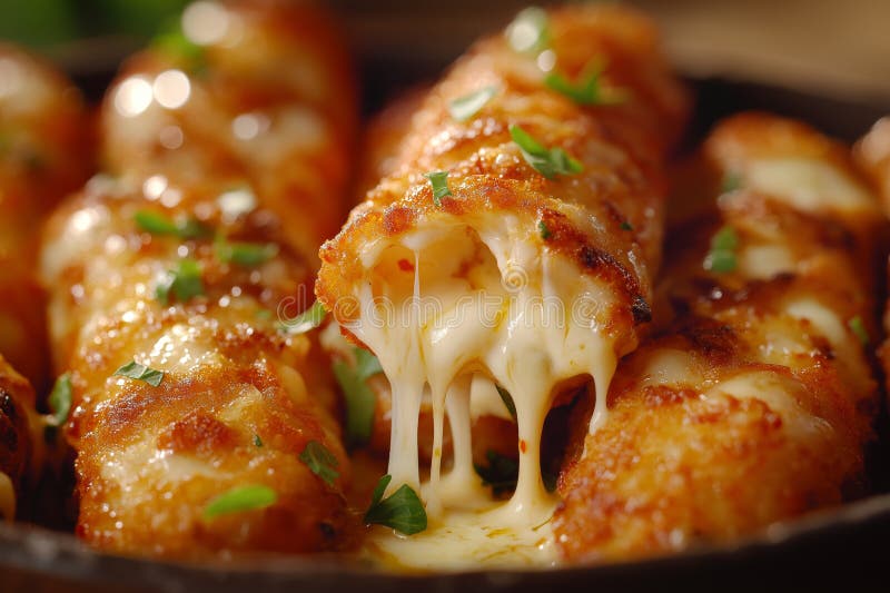 Crispy Fried Melted Mozzarella Cheese Sticks Stock Image - Image of ...