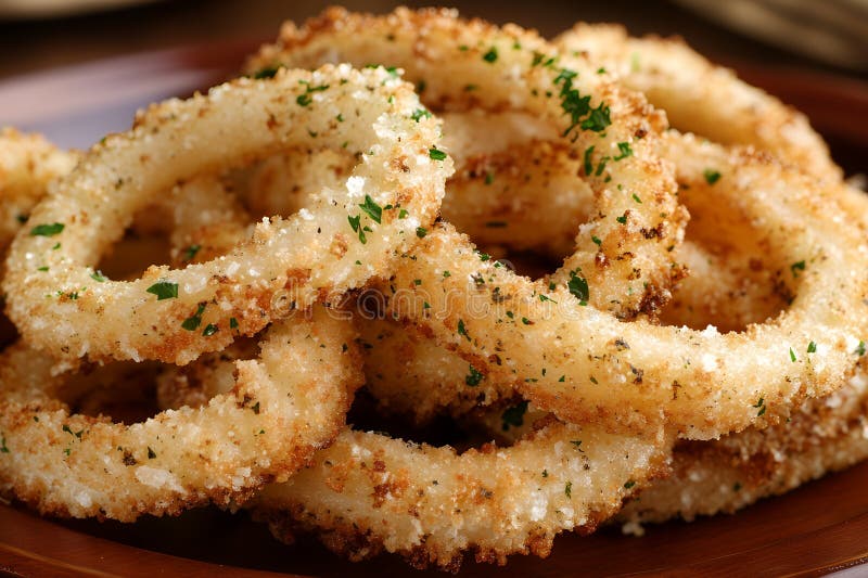 Crispy Fried Onion Rings Appetizer Food Dish Close Up Stock ...