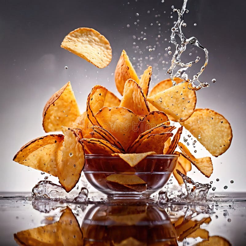 Crispy Fried Potato Chips, Popular Snack, Dynamic Food Photo Stock ...