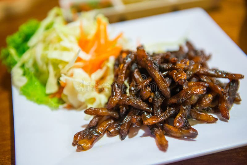 Crispy Fried Razor Shell with Vegetable Stock Image - Image of seafood ...