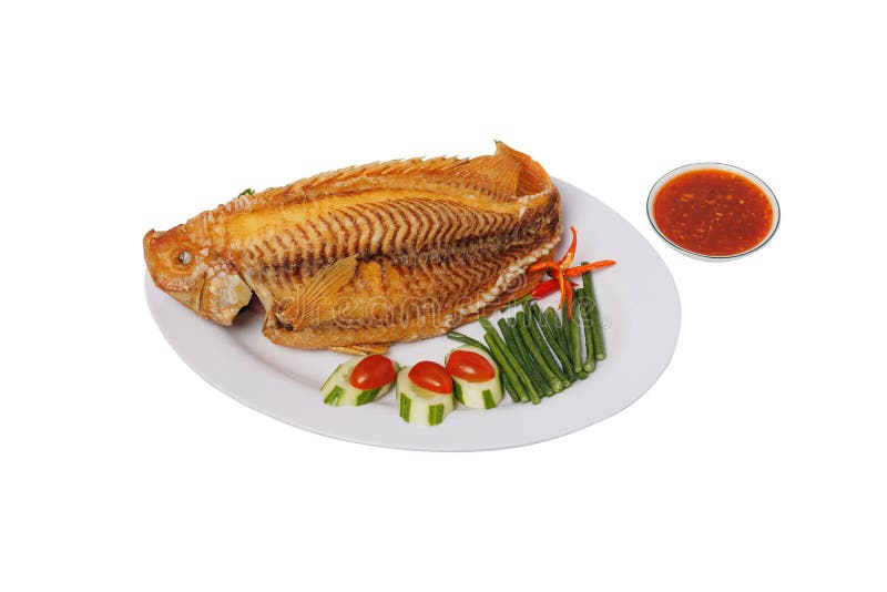 Crispy Fried Red Snapper Fish Stock Photo - Image of salad, lunch ...