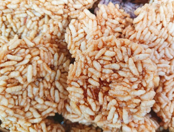 Crispy Fried Rice Snack with Caramel Stock Photo - Image of crispy ...